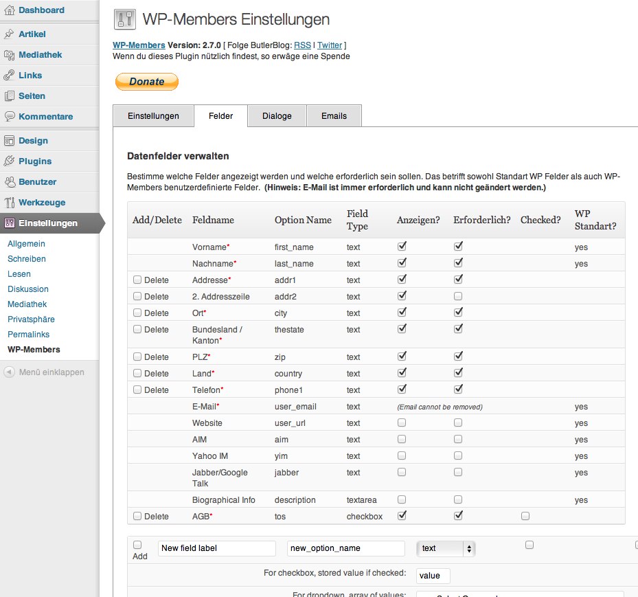 Mitgliederbereich in Wordpress mit WP-Members